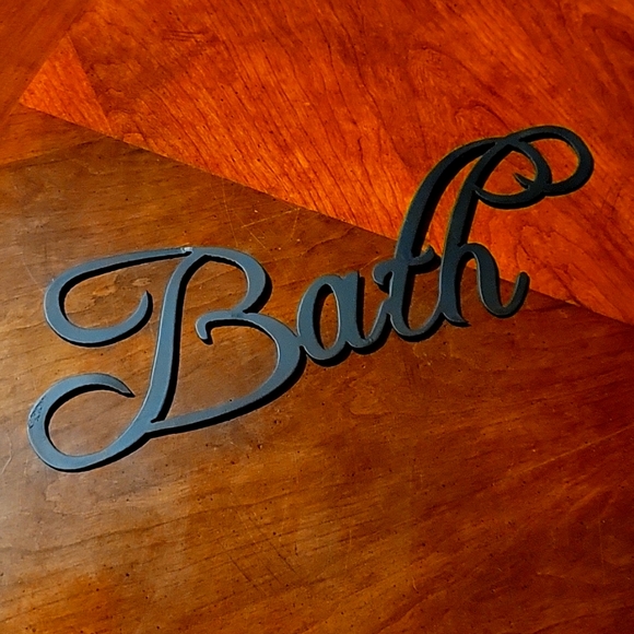 Vintage | Wall Decor | Vtg Black Heavy Metal Bath Calligraphy Cursive ...